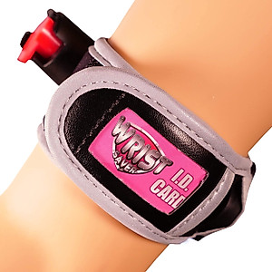 Wrist Saver Police Strength OC Pepper Spray for Running, Lightweight Compact Self Defense Wristband Ideal for Women Runners, Joggers & Walkers w/ID Card, LED Light & Reflective Edging