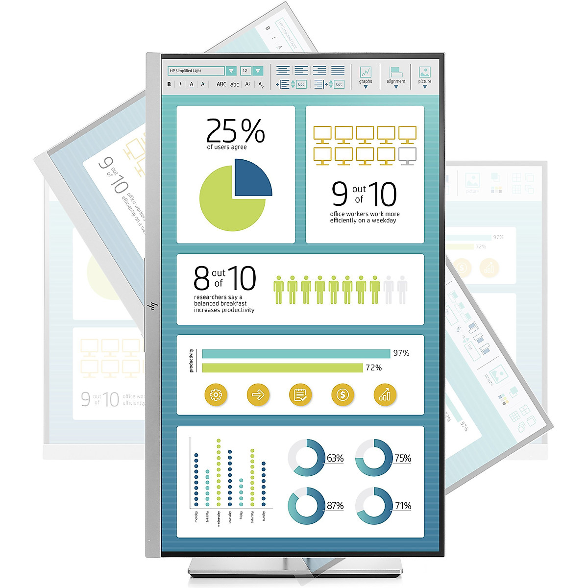 HP EliteDisplay E273 27 inch 4-Way adjustabile Monitor (1FH50A8#ABA) - (1920 x 1080) Full HD - (1x DisplayPort 1.2, 1x HDMI, 1x VGA, 3X USB 3.0) with HDMI Cable