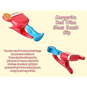 4 Pieces Beach Towel Windproof Clips for Beach Chairs Patio and Pool Accessories Cartoon Glasses Cocktail Glasses Towel Clips Funny Decorative Clothespins for Home