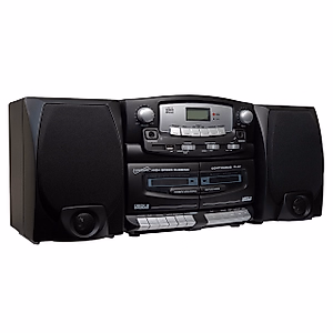 Supersonic Black Edition Vintage Bluetooth Stereo System Home Music Audio System,CD/MP3 Player,AM/FM Radio,Dual Cassette Player/Rec USB inputs,Detachable Speakers,AC/DC,(Remote Included)Matte Black