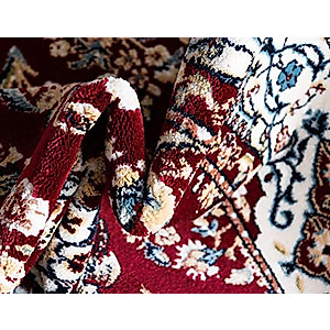 Unique Loom Narenj Collection Classic Traditional Textured Repeat Design Area Rug, 5' 0" x 8' 0", Burgundy/Tan