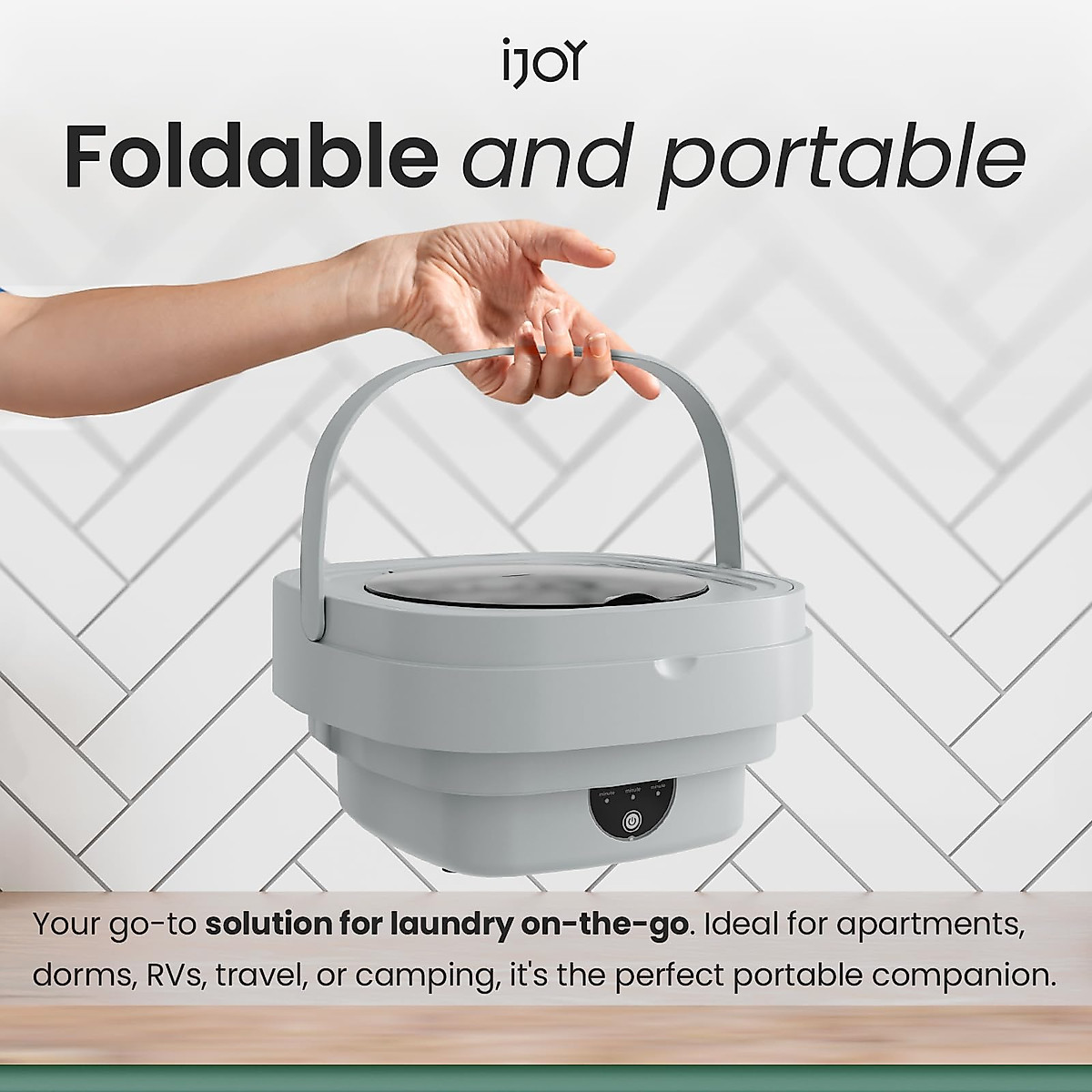 iJoy Portable Washing Machine Large Capacity Mini Portable Washing Machine for Dorms, Apartments and Hotels - Deep Cleaning Small Washing Machine for Underwear and Small Clothes. (White 12L)