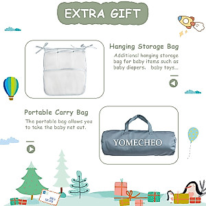 YOMECHEO Baby Crib Tent, Baby Safety Net for Cribs to Keep Baby from Climbing Out, Stable Structure Design with Strong Rods, See-Through Mesh Crib Mosquito Net