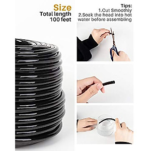 MoHern Drip Irrigation Tubing, 100 Feet 1/4 Inch Drip Line Irrigation Hose with 20 Pcs Drip Irrigation Parts, Drip Irrigation Kit