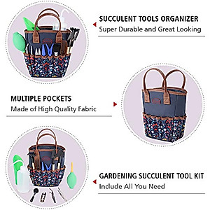 G GOOD GAIN Garden Succulent Kit with Organizer Bag, Indoor Mini Hand Gardening Tool Set, 14 Pieces Tools for Bonsai Planter Miniature Fairy Planting Care.(Blue)