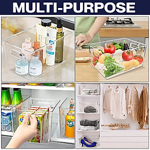 Clear Plastic Storage Bins With Lids, Perfect for Kitchen Organization or Pantry Organization and Storage, Fridge Organizer Plastic Bins, Pantry Organization and Storage Bins, Cabinet Organizers