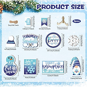 15 Pieces Christmas Tiered Tray Decor Gingerbread Christmas Decor Farmhouse Christmas Table Decorations Tiered Tray Christmas Decor Set Winter Wooden Sign Tabletop for Xmas Party (Vivid Style)