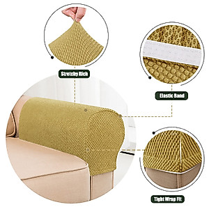 BAGASI Couch Arm Covers, Sofa Armrest Protectors Anti-Slip Couch Arm Rest Cover Stretch Fabric Armchair for Chair Sofa Couches Recliner, Set of 2,Light Gray