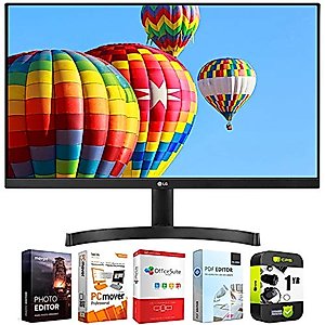 LG 24ML600M-B 24 inch FHD IPS LED 1920x1080 AMD FreeSync Monitor with Dual HDMI Bundle with 1 YR CPS Enhanced Protection Pack and Elite Suite 18 Standard Editing Software Bundle