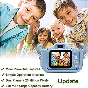 Camera for Girls and Boys, Gift for Christmas, Digital Dual Camera 2.0 Inches Screen 20.0MP Video Camcorder Anti-Drop Children Selfie Cartoon Camera Toys for Gift - 32GB Memory Card Included