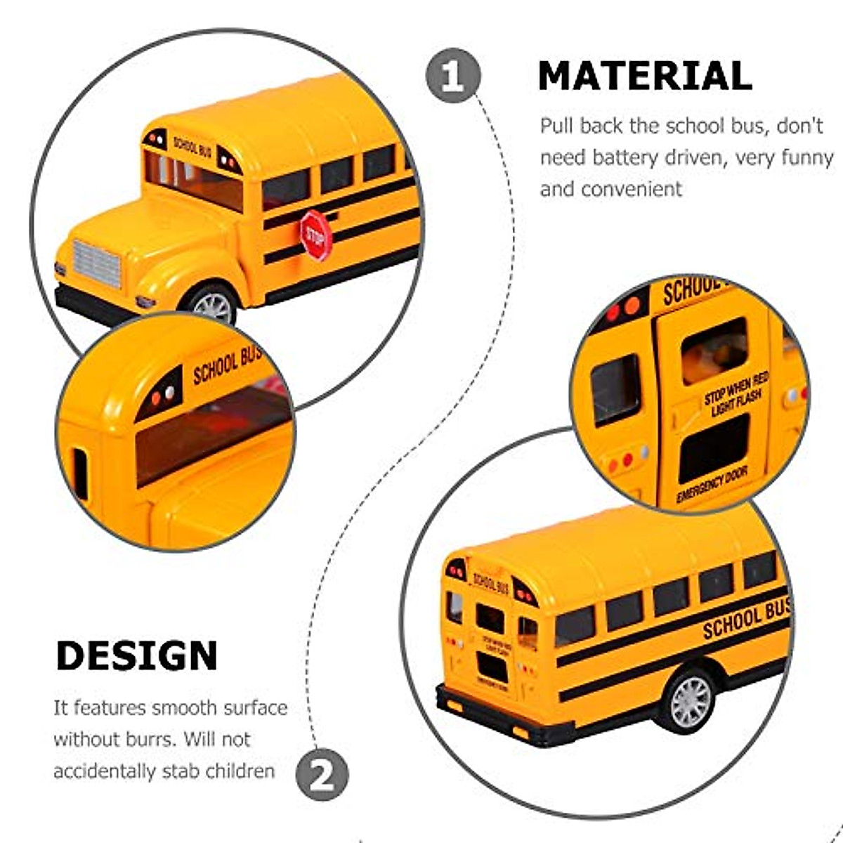 NUOBESTY New York City School Bus Bus Model Toy, Die Cast Pull Back Vehicles Cars 8. 46In Educational Toy for Kids US School Bus Model