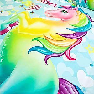 Suncloris,Rainbow Unicorn Fairytale with Sparkling Stars,Bedding Sheet Set .Included:Duvet Cover,Pillowcase(no Comforter Inside) (01, (Full))