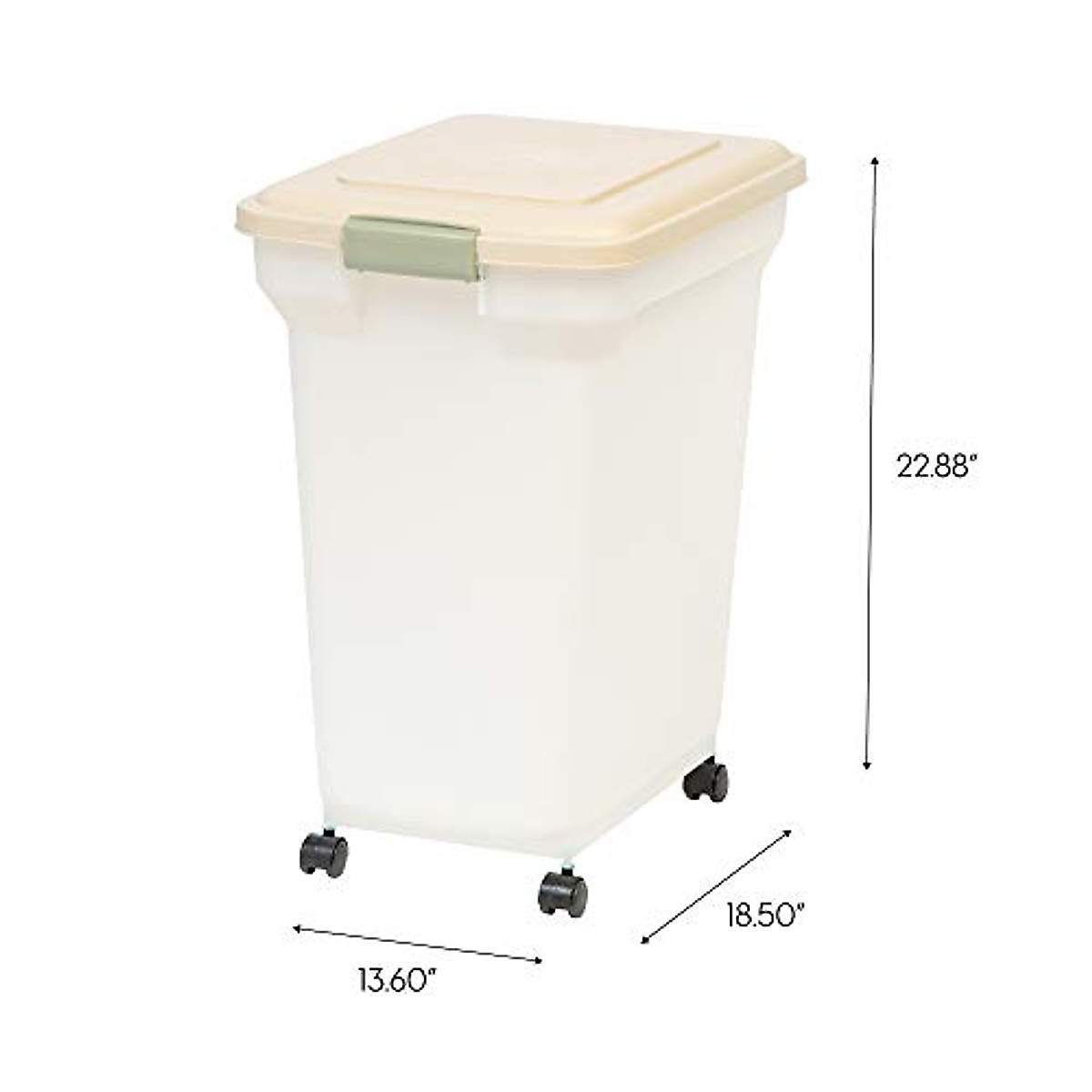 IRIS USA 42Lbs/55Qt Airtight Pet Food Container with Attachable Casters