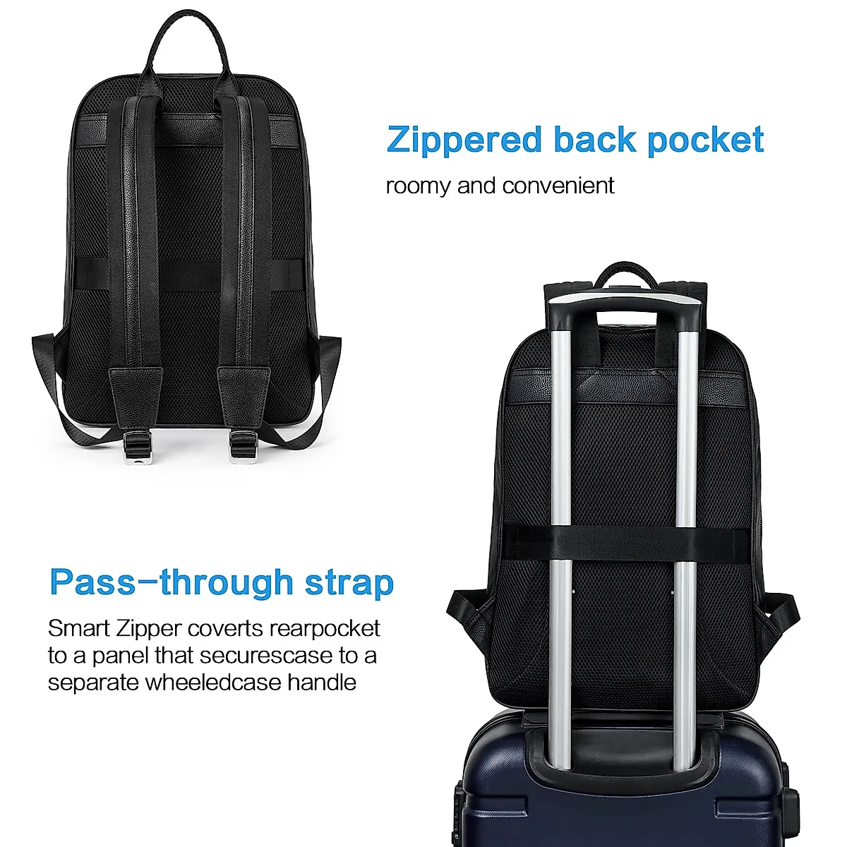 BOSTANTEN 20 inch Carry On Luggage Airline Approved ＆ Genuine Leather 15.6 inch Laptop Backpack Casual Backpack Travel Bag