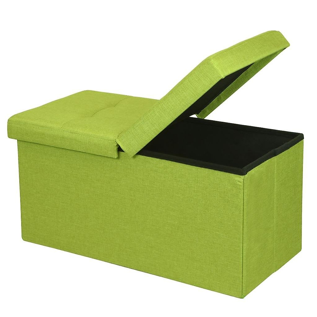 Otto & Ben Folding Box Chest with Smart Lift Top Upholstered Tufted Ottomans Bench Foot Rest for Bedroom and Living Room, 30", Lime Green