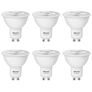 DiCUNO GU10 LED Bulb, 40W Equivalent, Warm White 2700K, 450LM, MR16 GU10 LED for Spotlight, Track Lighting, 5W LED Light Bulb with 38° Beam for Kitchen, Range Hood, Living Room, Pack of 6