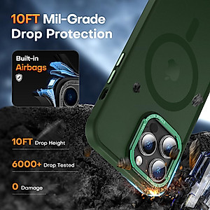 KISEN for iPhone 14 Pro Max Case Magnetic Compatible with MagSafe Slim Translucent Matte Phone Case Cover 6.7 inch, Alpine Green