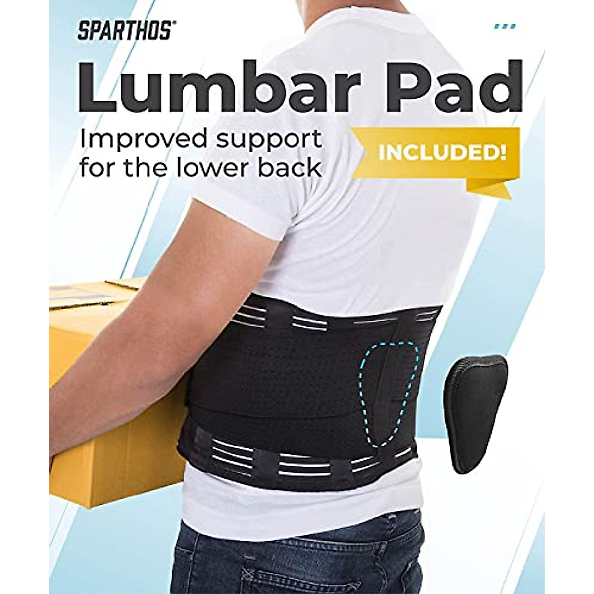 Sparthos Back Support Belt - Immediate Relief from Back Pain, Sciatica, Herniated Disc - Breathable Brace With Lumbar Pad - Lower Backbrace For Home & Lifting At Work - For Men & Women - (Small)