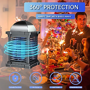 WVV Bug Zapper Outdoor, 1700V Electric Mosquito Zappers Killer, Waterproof Insect Fly Trap,Electronic Light Bulb Lamp for Outdoor and Indoor