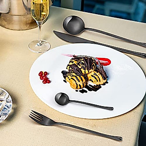 Black Flatware Silverware set Service for 6 Cutlery Modern,18/10 Stainless Steel,Kitchen,Home,Restaurant,Small Business,Mirror Polished