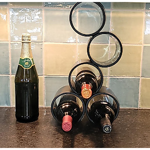 Stickstow Wine Rack Storage Organizer — Plastic Free-Standing Grapevine Bottle Holder for Kitchen Countertops, Table Top, Pantry, Fridge - Stackable Space Saver Wine Rack