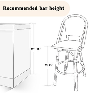 YOEEMZ Outdoor Bar Stools Set of 2 | 30 Inch Bar Height Rattan Patio Barstools with Back | Sturdy Aluminum Frame & Bamboo Finish | French Metal Chair, Powder Blue