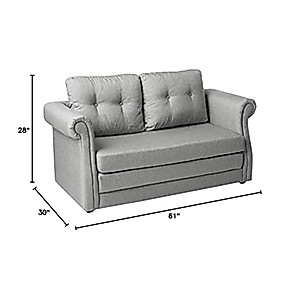US Pride Furniture Modern Fabric Upholstered Reversible Loveseat with Sofa Bed and Tufted Finish Gray