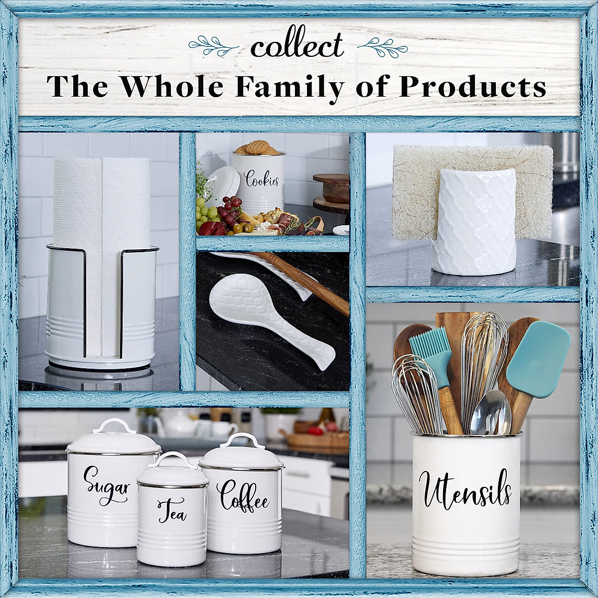 Home Acres Designs Farmhouse Cookie Jar - Rustic Canister w/ Lid for Candy, Cookies & Dessert - Vintage Container for Storage