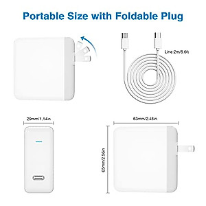 SZPOWER 45W USB C Wall Charger, MacBook Air Charger, ipad Pro Charger, PD Fast Charging for Samsung Galaxy Ultra/Note, MacBook Air, iPad Air5/Air4/iPad Pro 12.9/11, 6.6ft Cable, Thunderbolt 3, LED