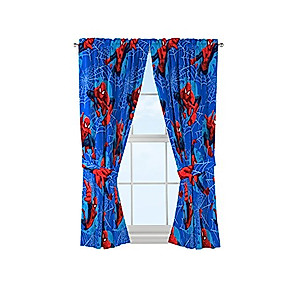 Jay Franco Marvel Spiderman 'Astonish' 42" x 63" Curtain Panel Pair with Tie Backs Drape Set, 63 in