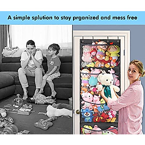 TOFGZ Stuffed Animal Storage,Over The Door Organizer for Filling Stuff , Portable Hanging Stuffed Animal Storage ,Durable Stuffed Animal Net or Hammock,Easy to Install(Grey)