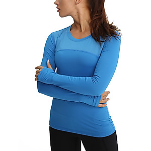 Women's Sun Protection Compression Shirts UPF 50+ Long Sleeve Workout T-Shirts Rash Guard Athletic Tops