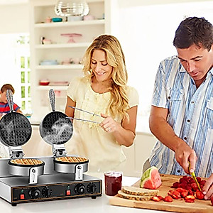 MATHOWAL 2400W Commercial Waffle Maker Double Waffle Irons Electric Nonstick Muffin Machine Suitable for Home，Snack Bar and Restaurant |US Warehouse