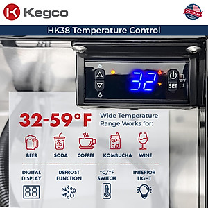 Kegco Kegerator 24" Wide Dual Tap Stainless Steel Commercial Beer Dispenser HK38SSC-L-2