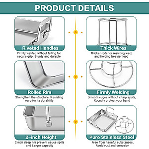 9-inch Beer Can Roasting Chicken Holder (2 Pans + 2 Racks), P&P CHEF Stainless Steel Chicken Roaster Pan with Vertical Rack For Baking Grilling, Heavy Duty & Dishwasher Safe