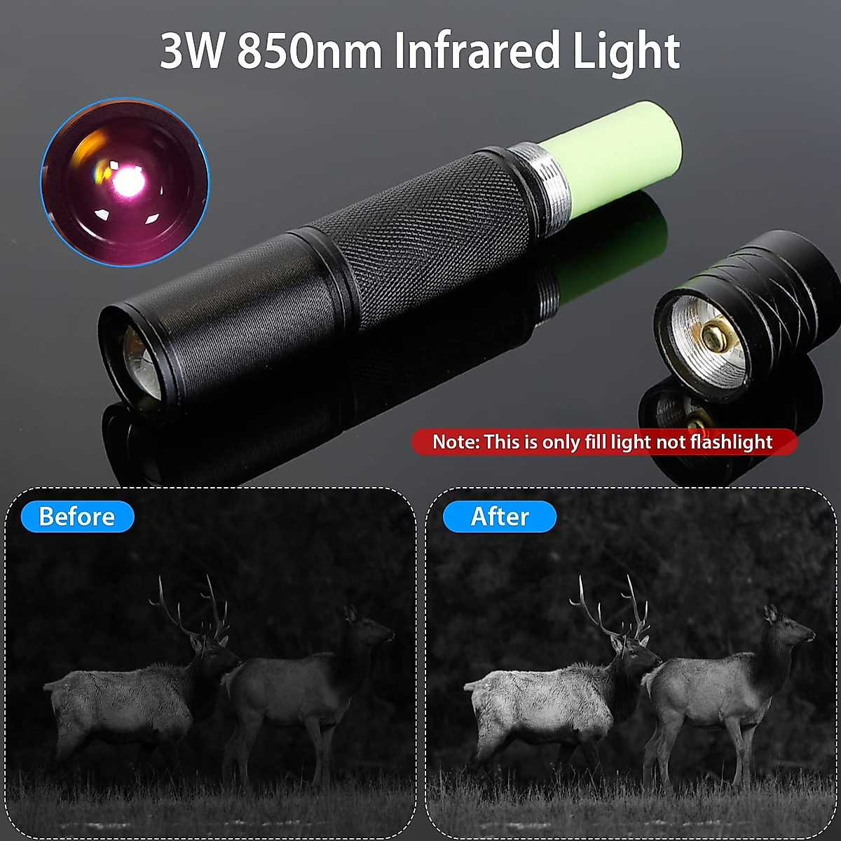 Night Vision Scope for riflescope, Moclever 850nm Infrared Illuminator, 5" Portable Display Screen Digital Night Vision Scope Hunting