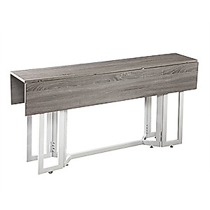 SEI Furniture Driness Drop Leaf Console to Dining Convertible Table, Weathered Gray, White