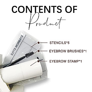 Eyebrow Stamp Stencil Kit- Eyebrow Stamp Pomade Waterproof with 2 pairs Thin Stencils 3 pairs Thick Stencils (Dark Brown)