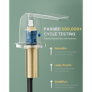 Waterfall Bathroom Sink Faucet, 3 Hole Matte Black Brass Modern Deck Mount 2 Handle Vanity Faucet with Metal Pop-up Drain Stopper & Water Supply Hoses