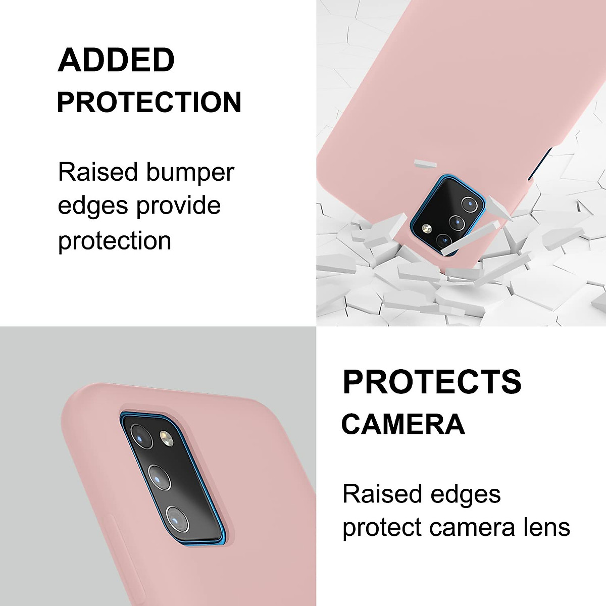 NUIMADL Galaxy A03S Case 6.5 inch, Soft Liquid Silicone Protective and Anti-Scratch Microfiber Lining Shockproof Compatible with A03S Cover (Pink)