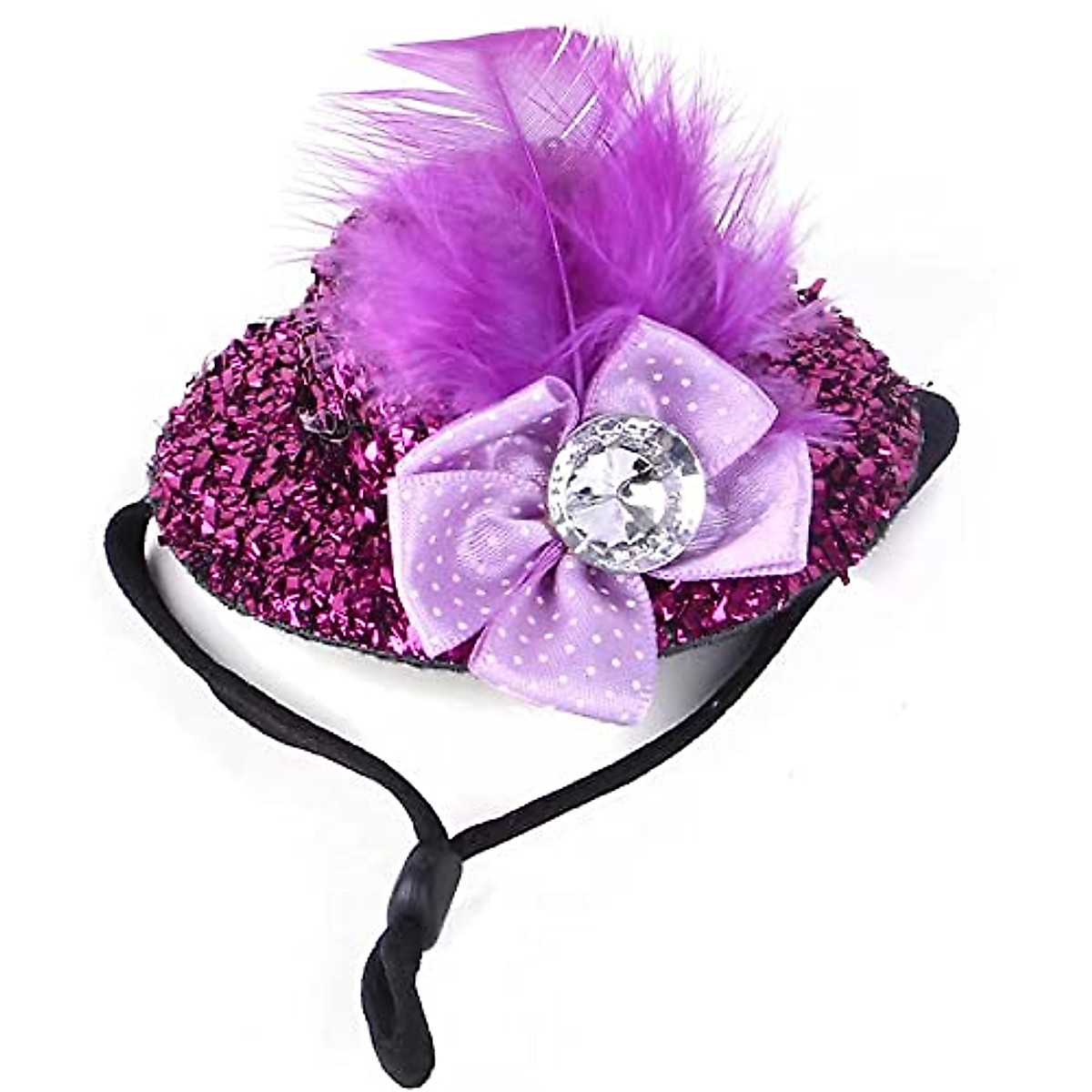 Chicken Hats for Hens Tiny Pets, Chicken Bird Accessories Feather Top Hat with Adjustable Elastic Strap Rooster Duck Parrot Poultry Show Costume (Violet)