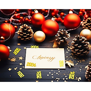 ONLYKXY New Year Table Confetti Glitter Table Decor Confetti Sprinkles Confetti Decoration for New Years Eve Party Confetti Foil Theme Thanks Giving Scatter Bless Confetti (2024, Golden)