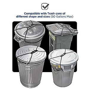 Encased Trash Can Lock for Animals/Raccoons, Bungee Cord Heavy Duty Large Outdoor Garbage Lid Lock (Trash Can NOT Included)