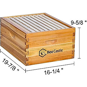 Heavy Wax Coated Unassembled Langstroth Deep/Brood Box with Frames and Beeswax Coated Foundation Sheet (10 Frame)