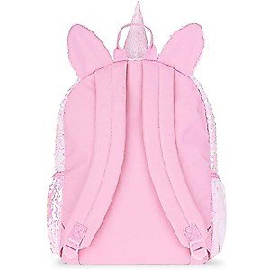 Wonderama Unicorn Backpack for Girls 4-6 - 16" Pink Unicorn Sequin Backpack with Reversible Sequins, 3D Ears and Horn | Unicorn School Supplies