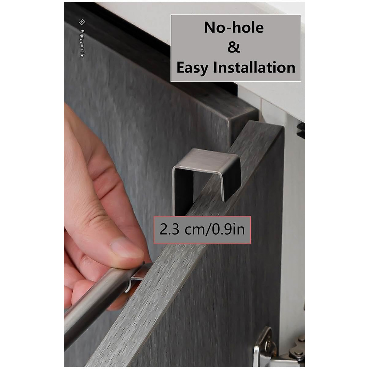 Over Cabinet Towel Bar, Cabinet Door Towel Holder, Silver Over The Door Towel Rack, Dish Towel Holder for Kitchen Cabinet, Kitchen Towel Hanger, 2 Pack, 9 inch (Stainless Steel)