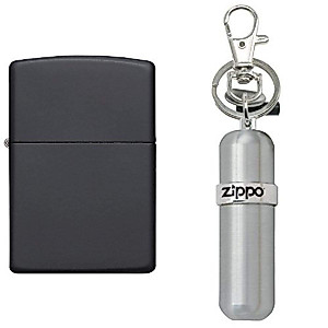 Zippo Matte Lighter, Black with Fuel Canister