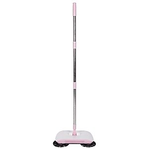 Hand Push Sweeper, Household Hand Sweeping Machine, Non Electric Sweeper Mop Broom Dustpan Floor Cleaning Tools for Cleaning Hair, Fruit Shell, Dust, etc - Angle Changable Freely(Pink)