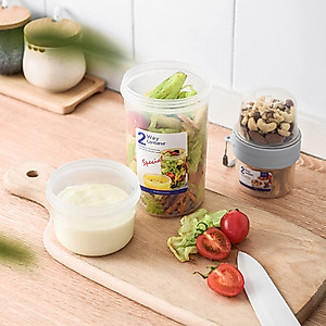 Lrnn Portable Cereal Cup Breakfast On The Go Cups Sealed Double Layer Food Storage Containers for Yogurt Fruit Breakfast Oatmeal (310+360ml)