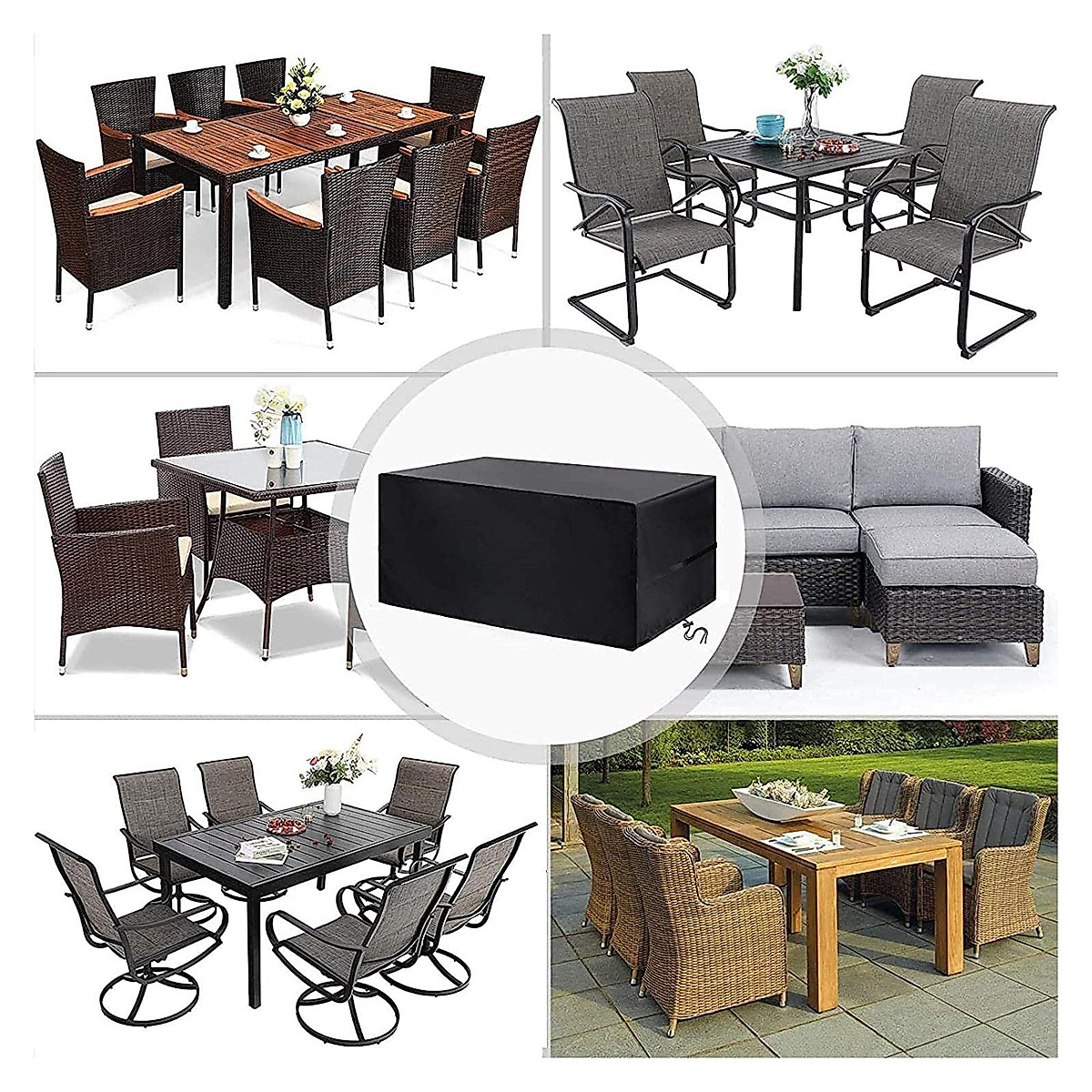 Zhadongli Art Waterproof Outdoor Sofa Cover, 91""Lx71""Wx30""H Patio Furniture Covers Waterproof Outdoor Couch Cover, Lawn Furniture Covers, Black